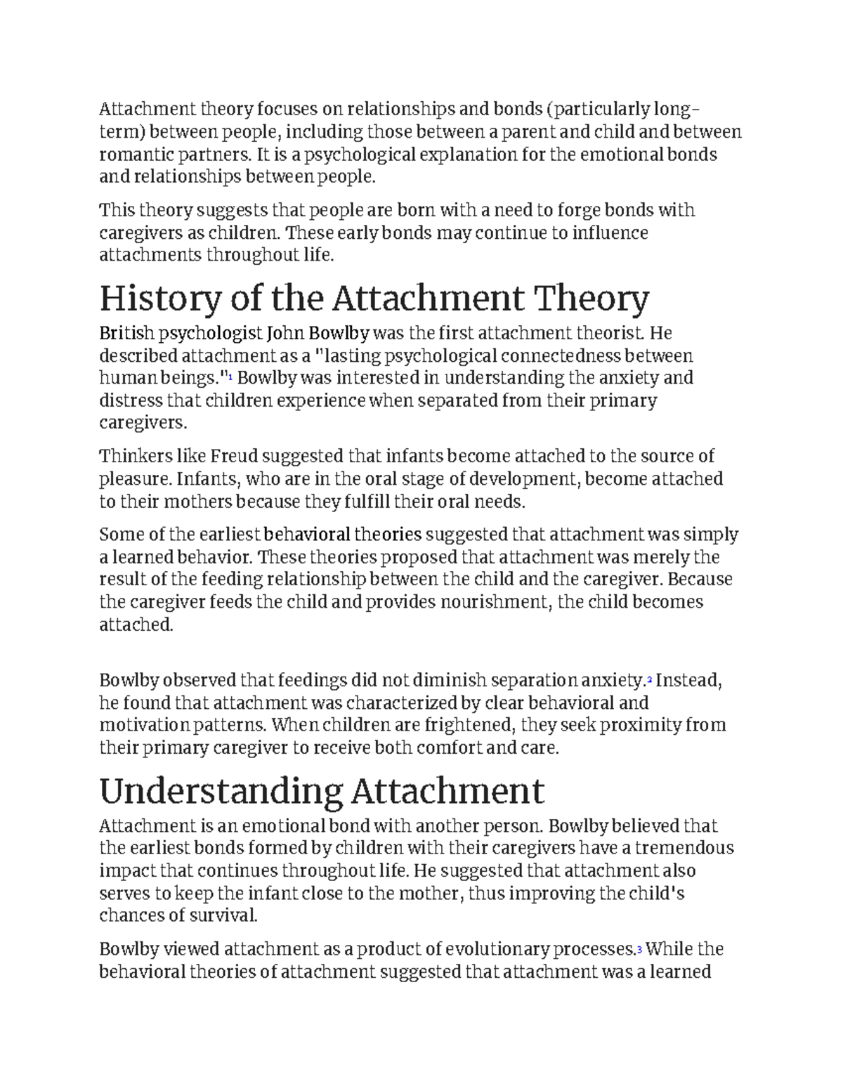 Attacthment Theory Notes - Attachment theory focuses on relationships ...