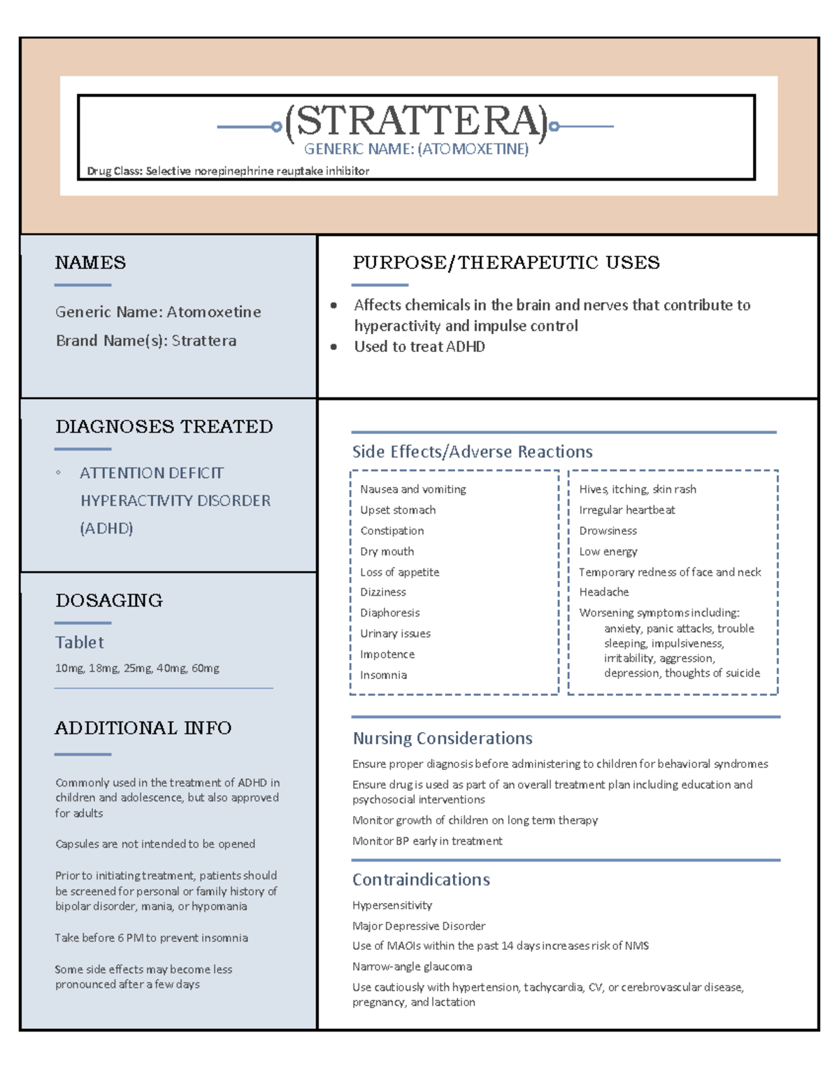 Strattera - (STRATTERA) GENERIC NAME: (ATOMOXETINE) Drug Class ...