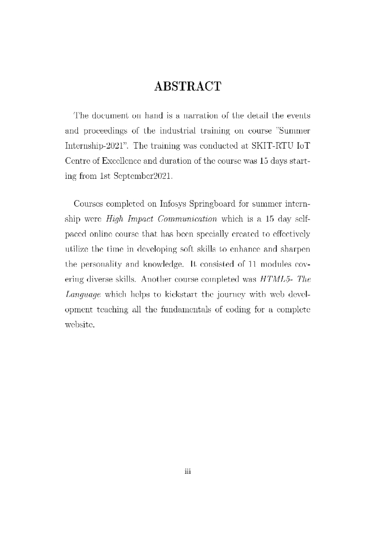 Infosys Springboard internship report - computer science and engineering - Studocu