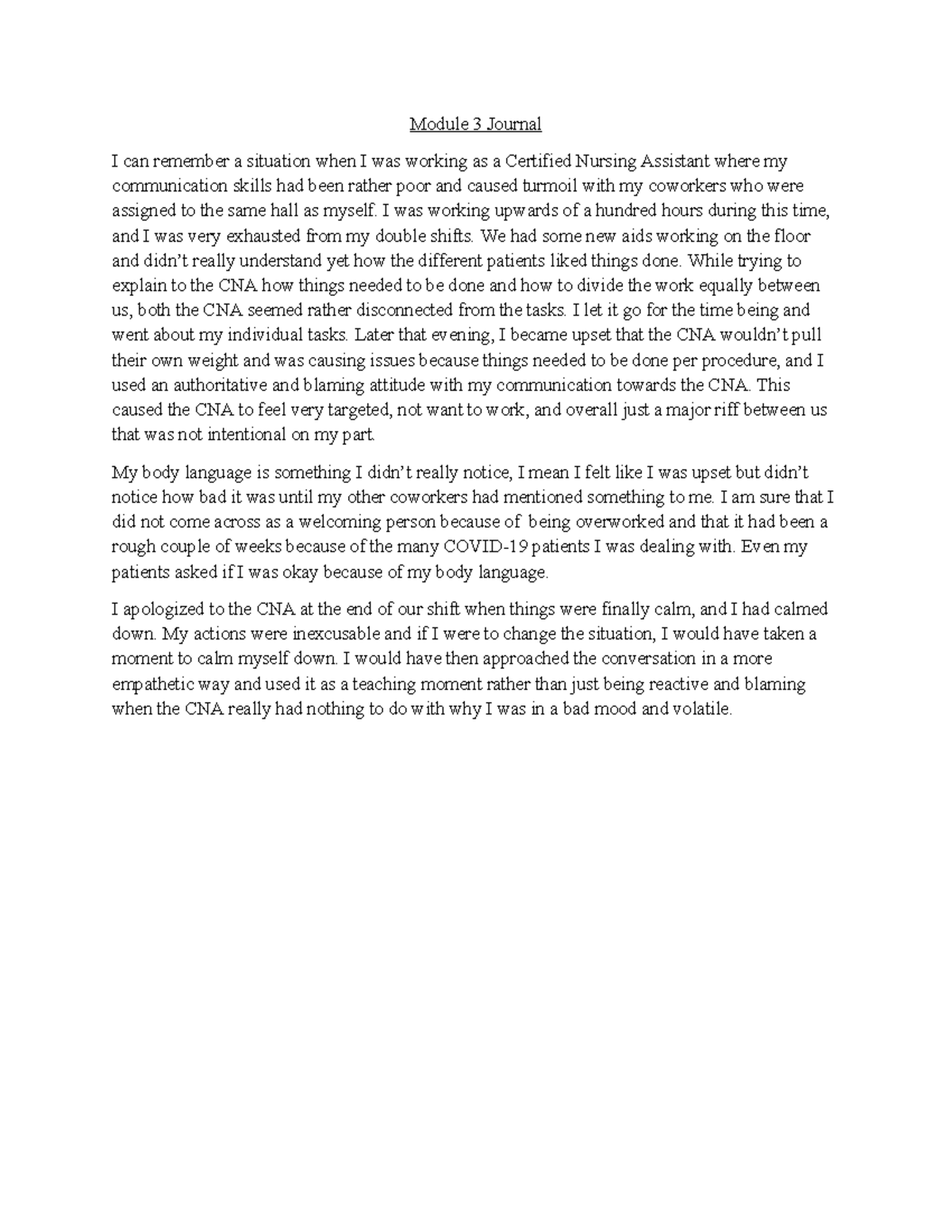 Module 3 Journal - Course work - Module 3 Journal I can remember a ...