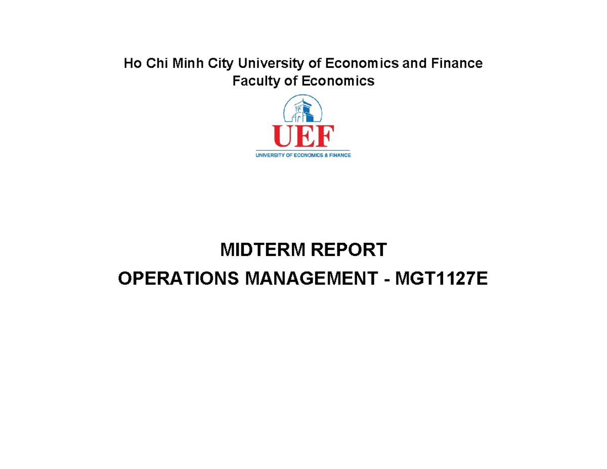 (updated) Midterm for Operations 2023-2024 - Ho Chi Minh City ...
