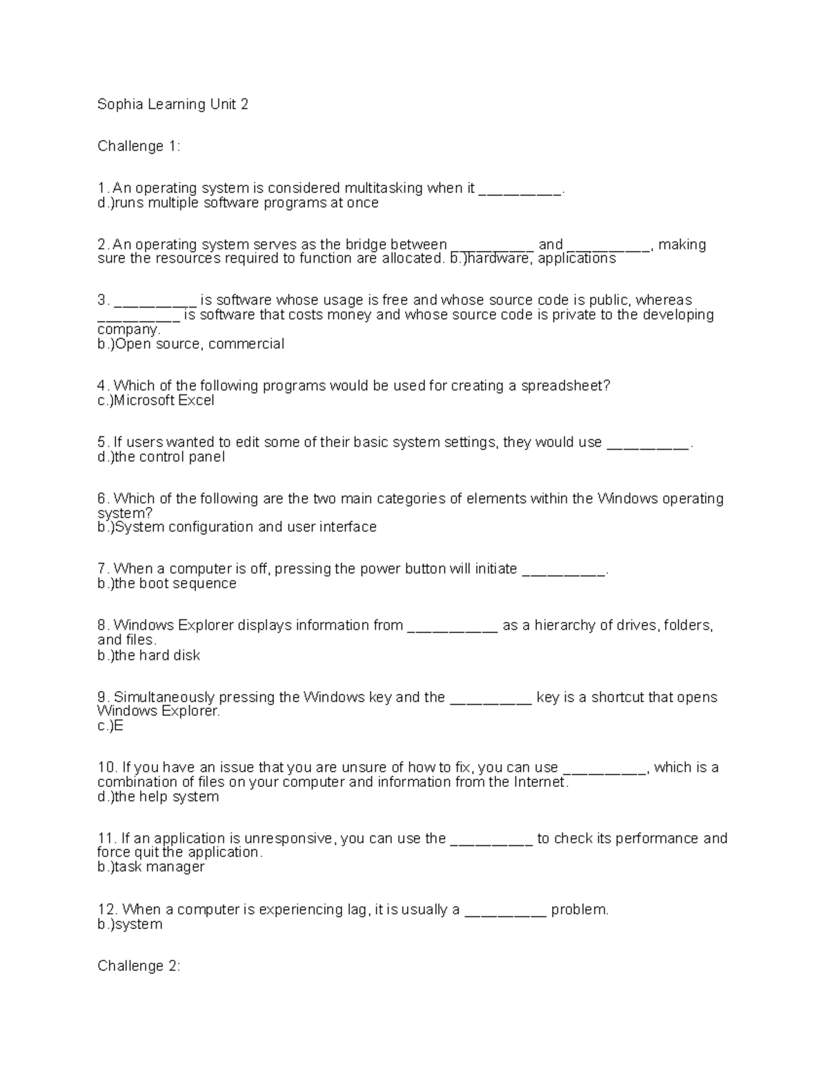 Sophia Learning Unit 2 - practice materials - Sophia Learning Unit 2 ...