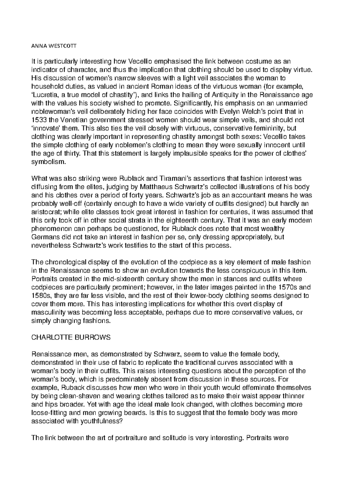 Gendering the Body - ANNA WESTCOTT It is particularly interesting how ...