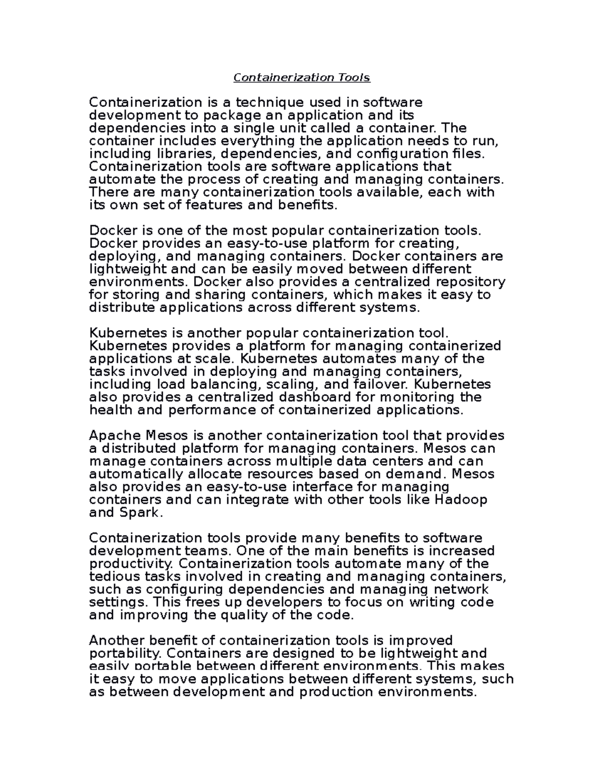 Containerization Tools Containerization Tools Containerization Is A Technique Used In Software