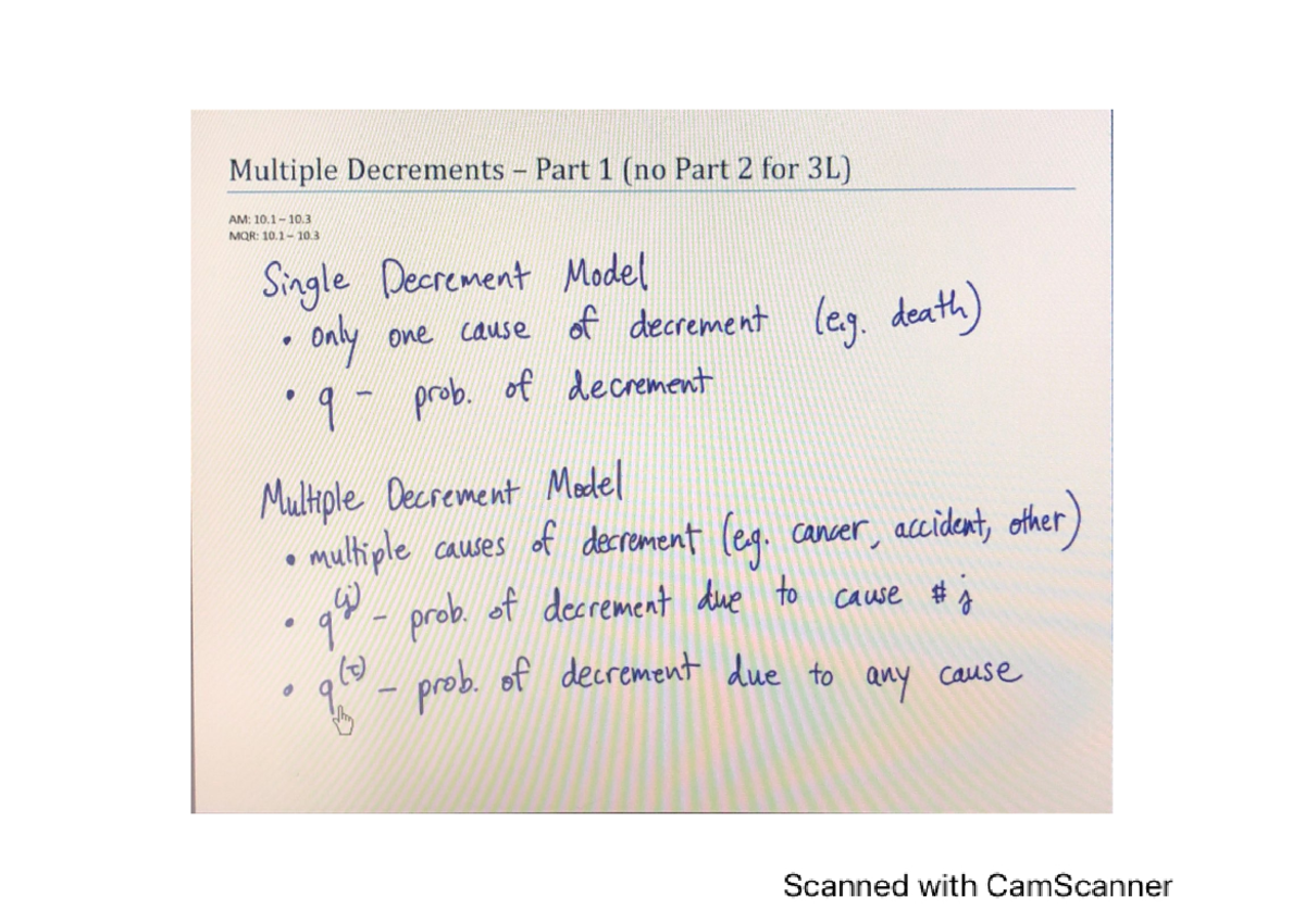 Multiple-Decrement - adv - Mathematics of Investment - Studocu