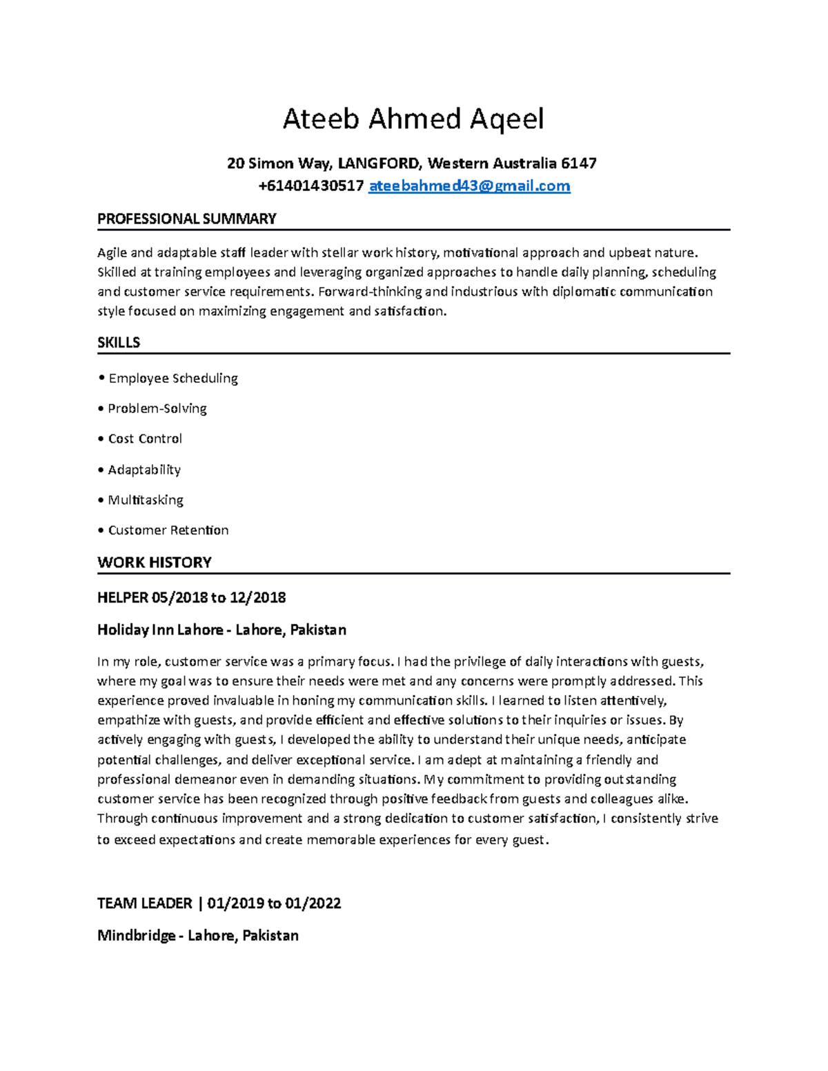 Ateeb Ahmed Aqeel - XYZ - Ateeb Ahmed Aqeel 20 Simon Way, LANGFORD ...