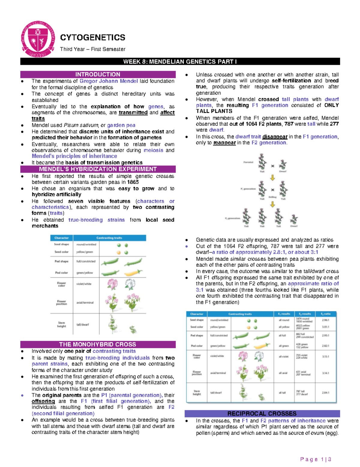 8 CYTO Mendelian-Genetics-Part-1 - CYTOGENETICS Third Year First ...