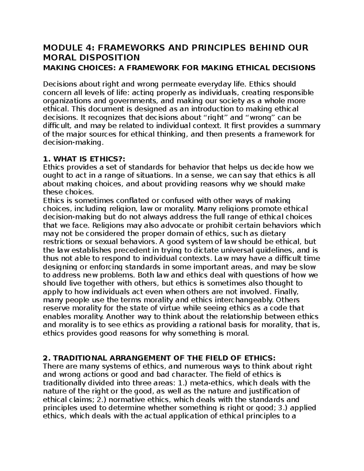 M4- Frameworks AND Principles Behind OUR Moral Disposition ...