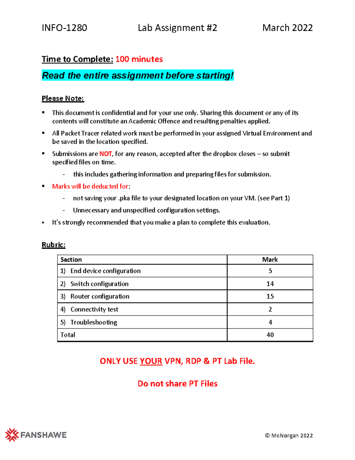 Lab Assignment #2 - computer technician - Time to Complete: 100 minutes ...