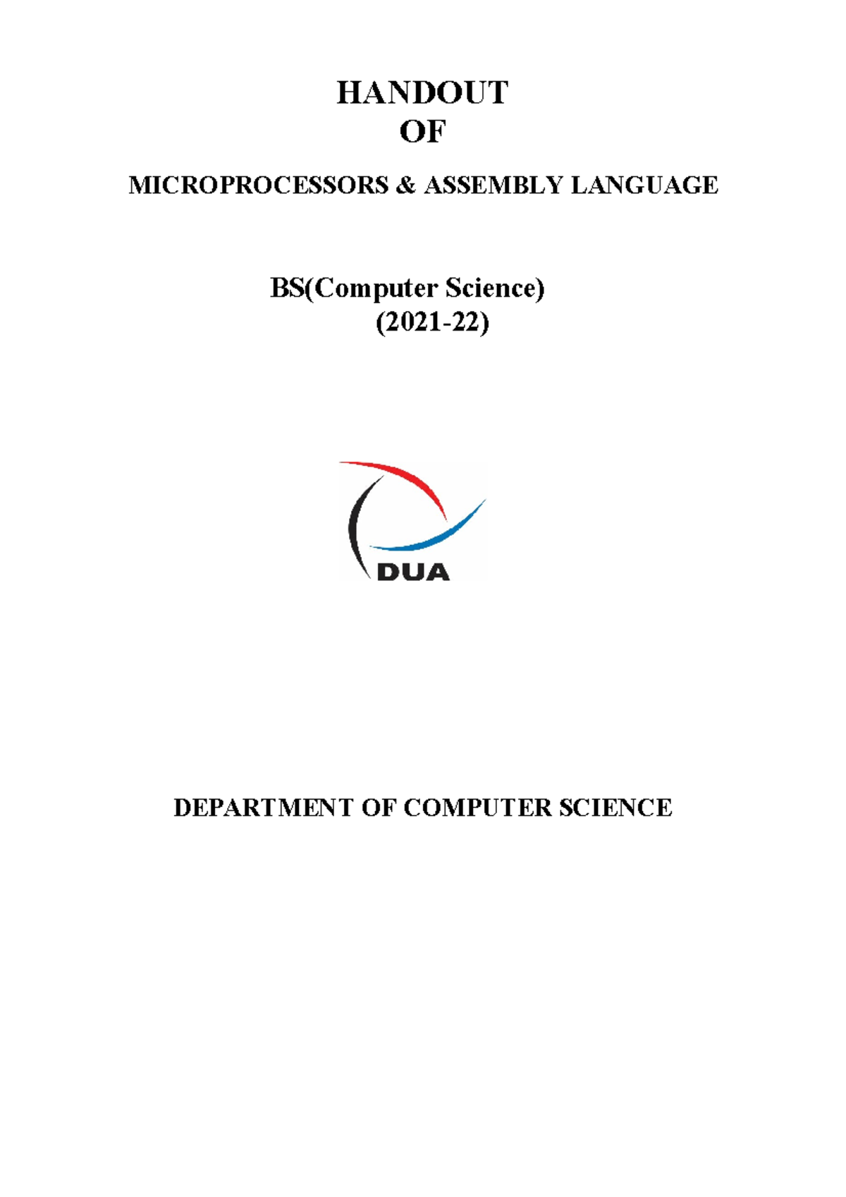 Micro Processor and Assembly Language Handout - HANDOUT OF ...