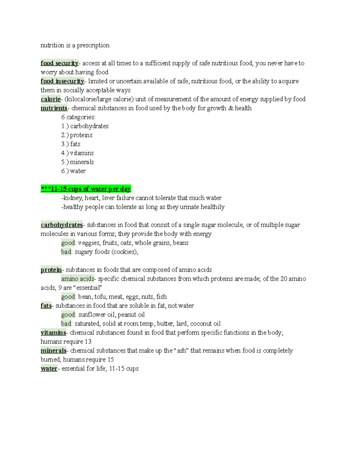 Nutr 1-22-18 - Science of human nutrition notes from in class lecture ...