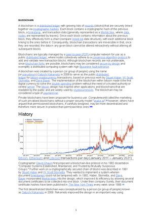 Blockchain - thank you so much - ####### BLOCKCHAIN A blockchain is a ...
