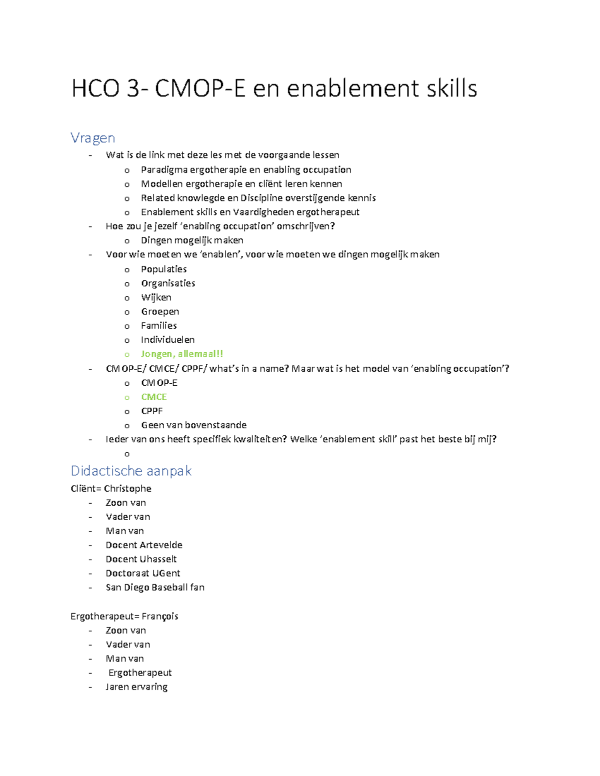 HCO 3- CMOP-e en enablement skills - HCO 3- CMOP-E en enablement skills ...