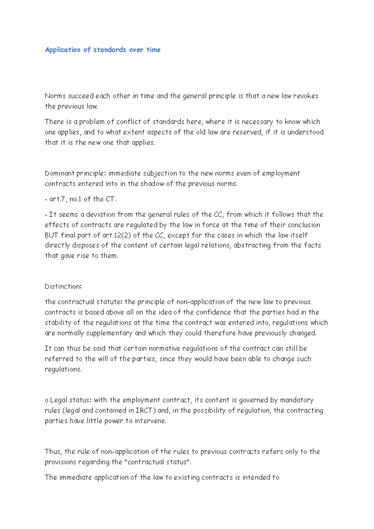 Application of standards over time 8 - Application of standards over ...