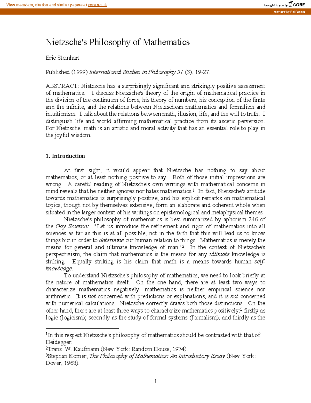 287612492 - Cours - Nietzsche's Philosophy of Mathematics Eric ...