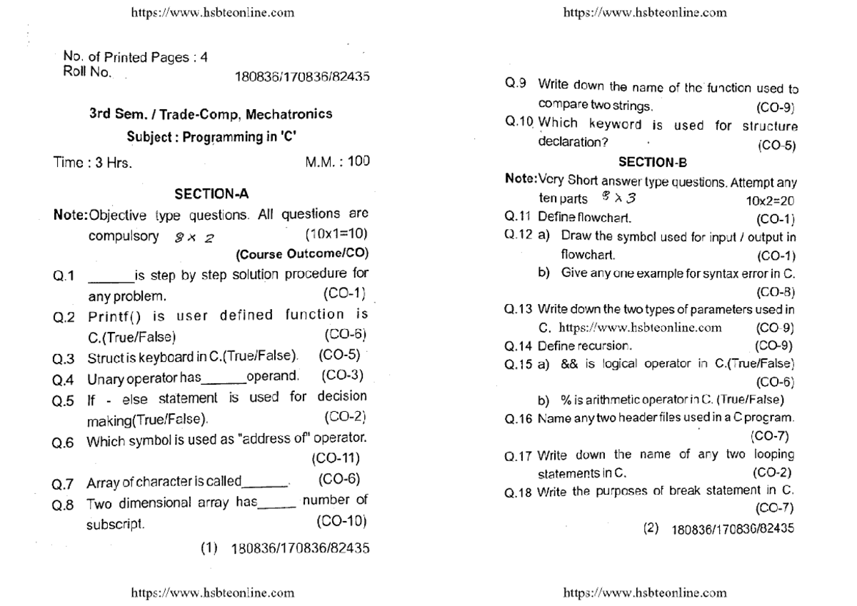 Computer Mechat 3 Sem Programming In C 180836 May 2020 Computer