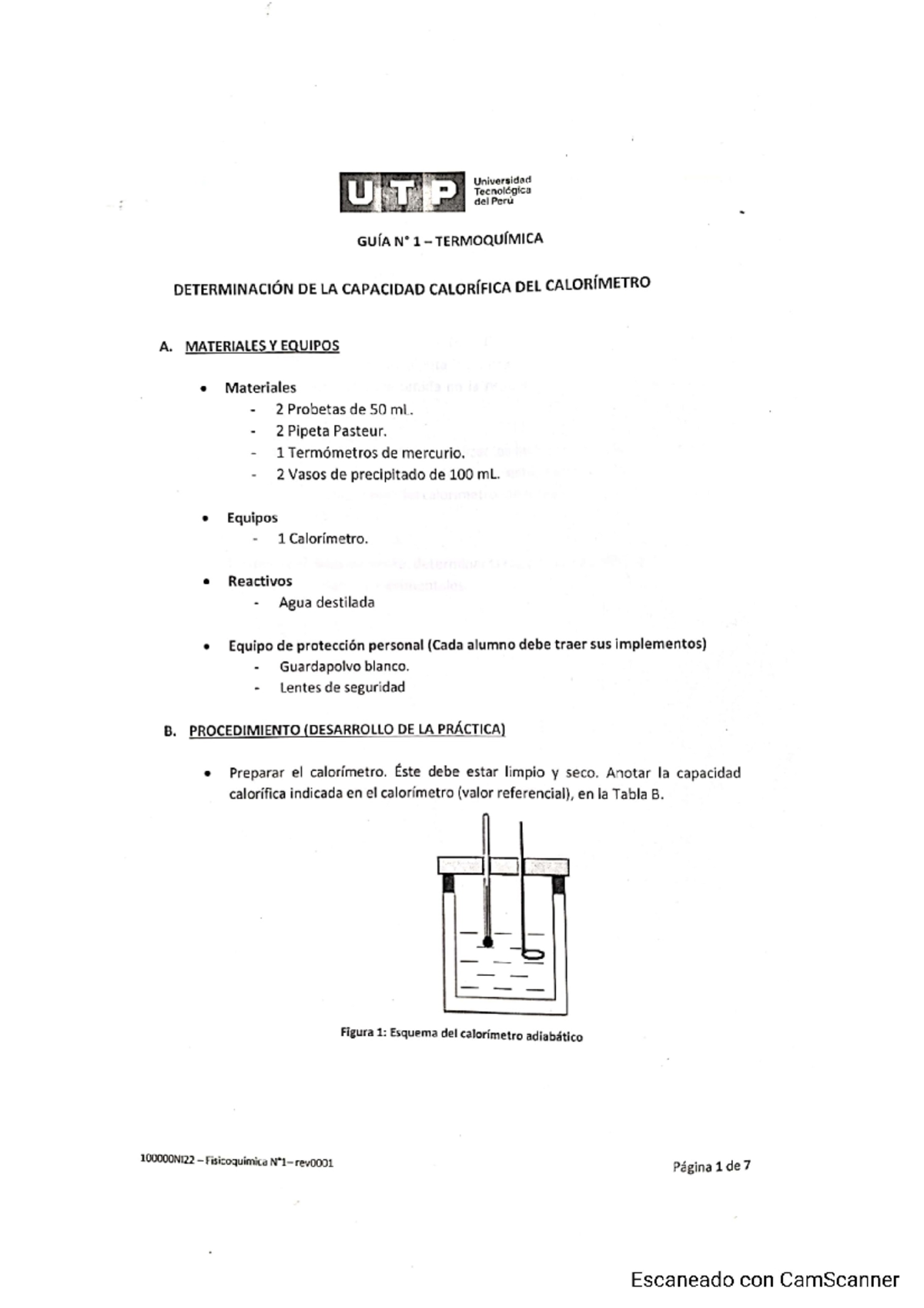 Informe de laboratorio 1 - 15 cal/°C 15 cal/°C 2% 50g 50g 22°C 52°C 35°C 15 cal/°C D’Onofrio ...