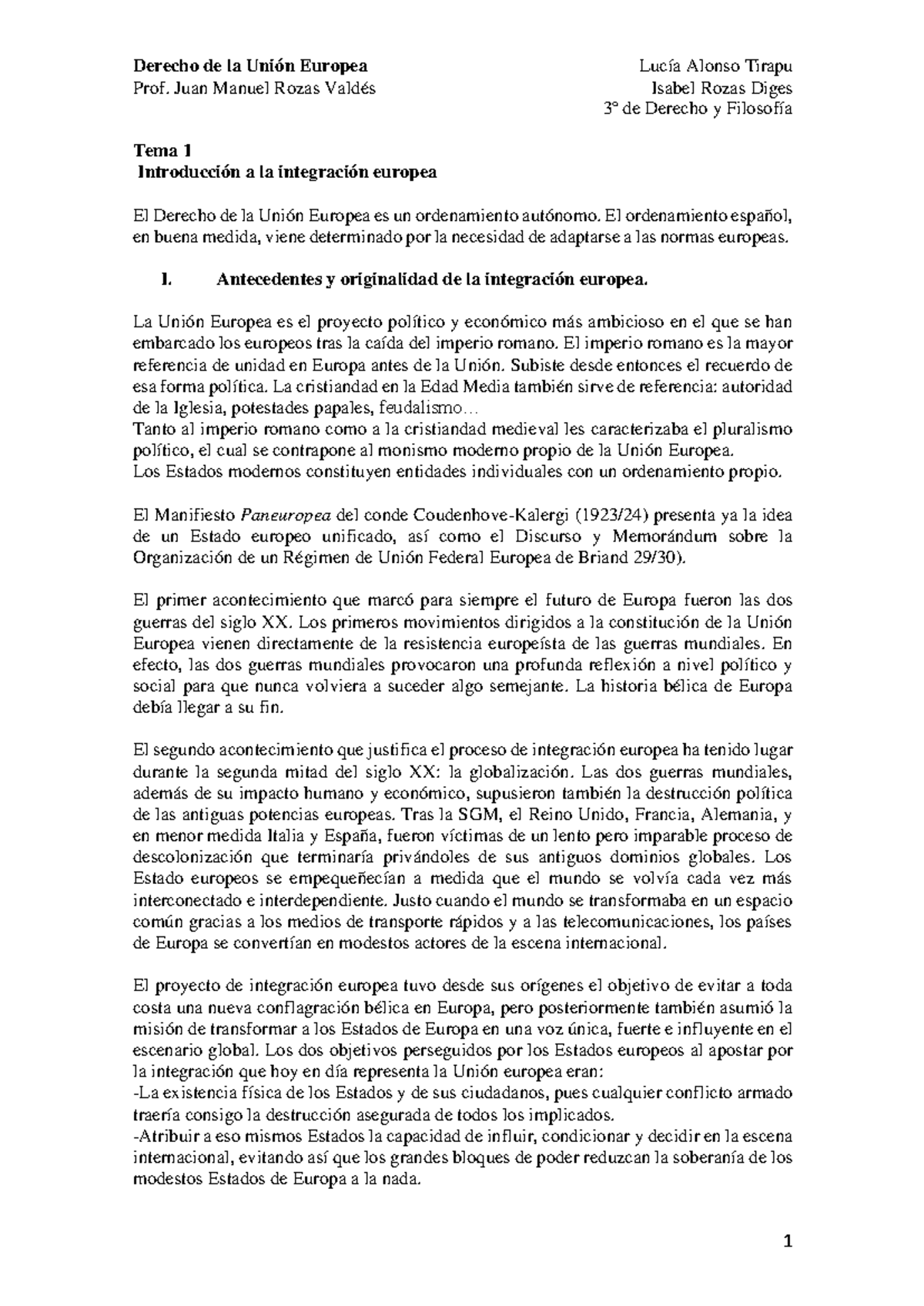 Apuntes DUE - Prof. Juan Manuel Rozas Valdés Isabel Rozas Diges 3º de ...