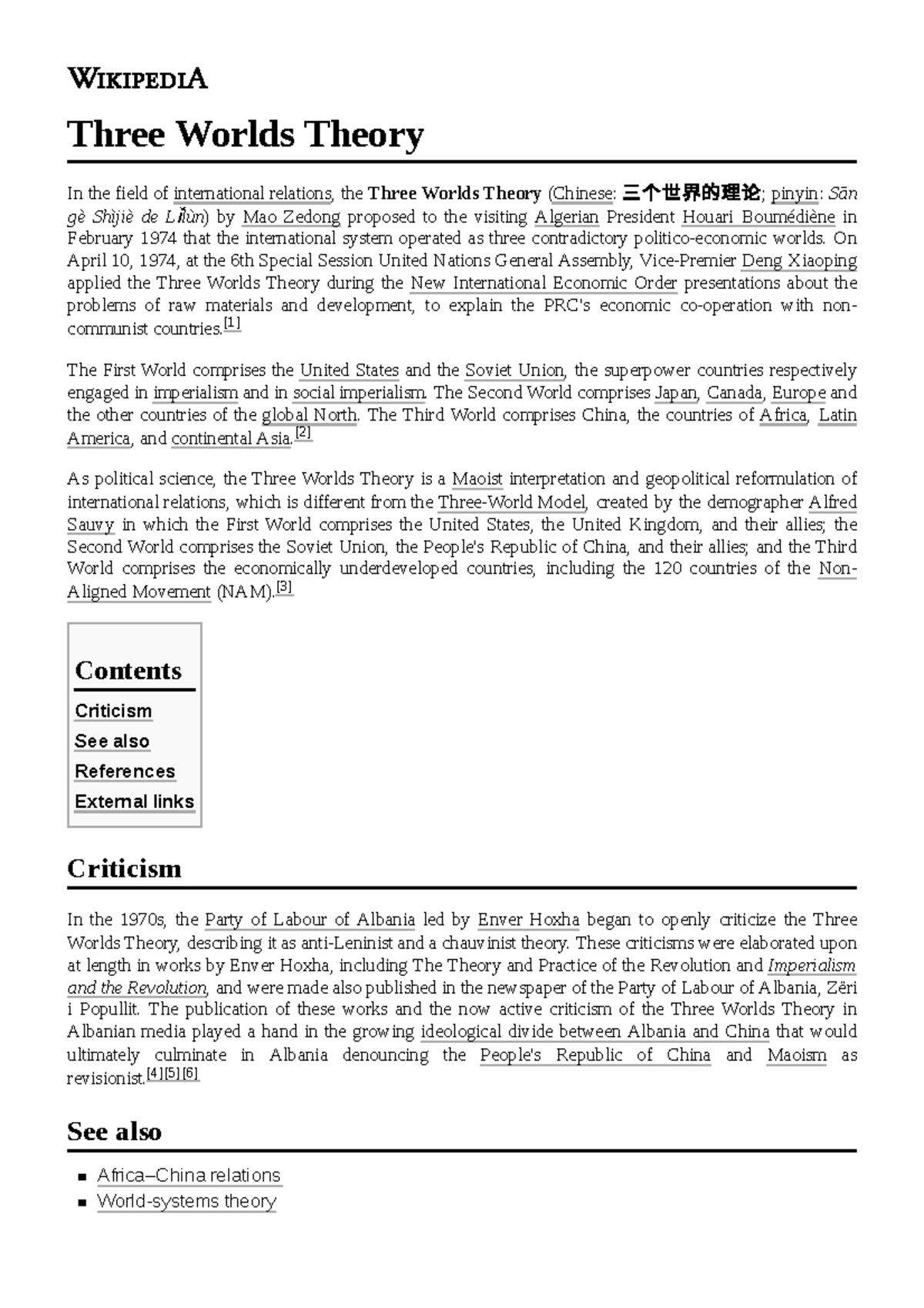 Three Worlds Theory - On April 10, 1974, at the 6th Special Session ...