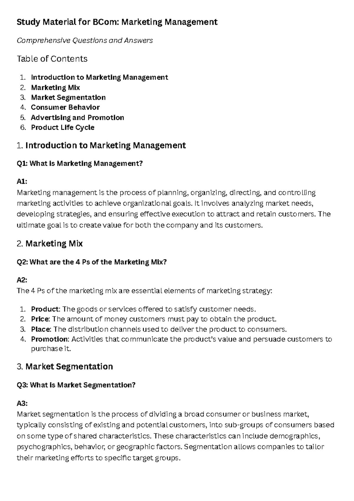 Study Material for BCom Marketing Management - Study Material for BCom: Marketing Management ...