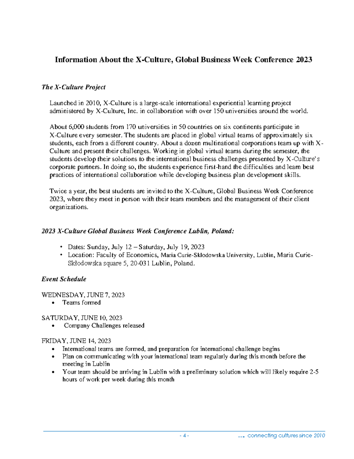 About X-Culture Business Week - - Studocu