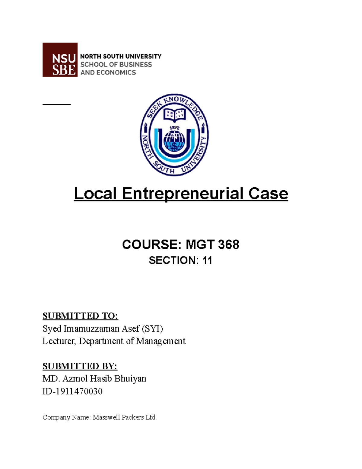 Azmol Hasib-1911470030-Local-Entrepreneurial-Case, Case-Study-2 Group-1 ...