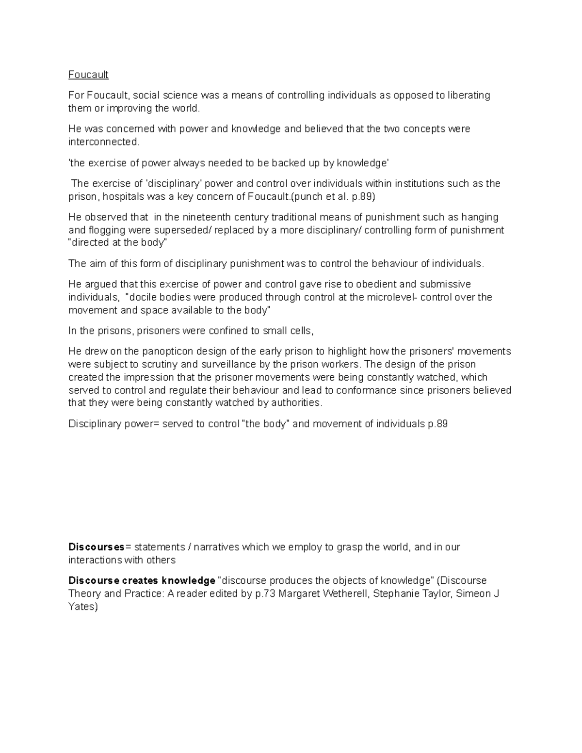 Foucault - focault theory - Foucault For Foucault, social science was a ...