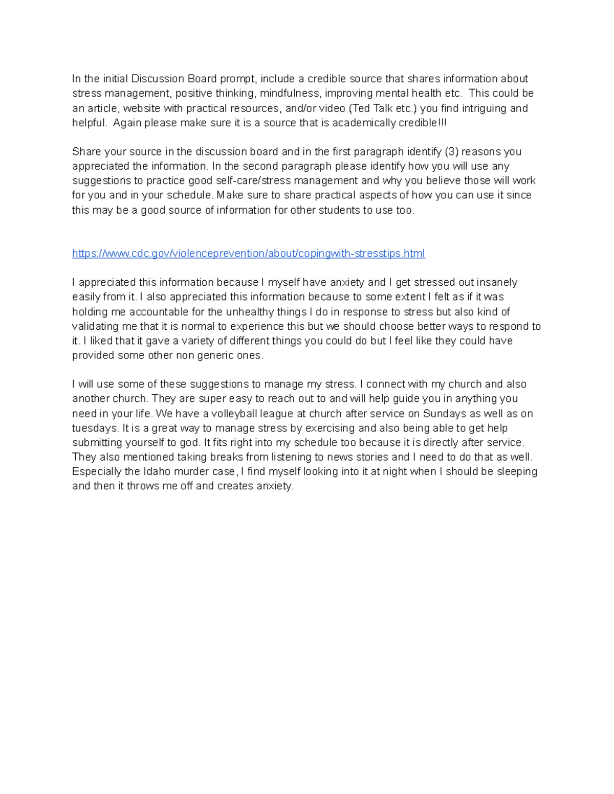 Discussion board 1 - In the initial Discussion Board prompt, include a ...