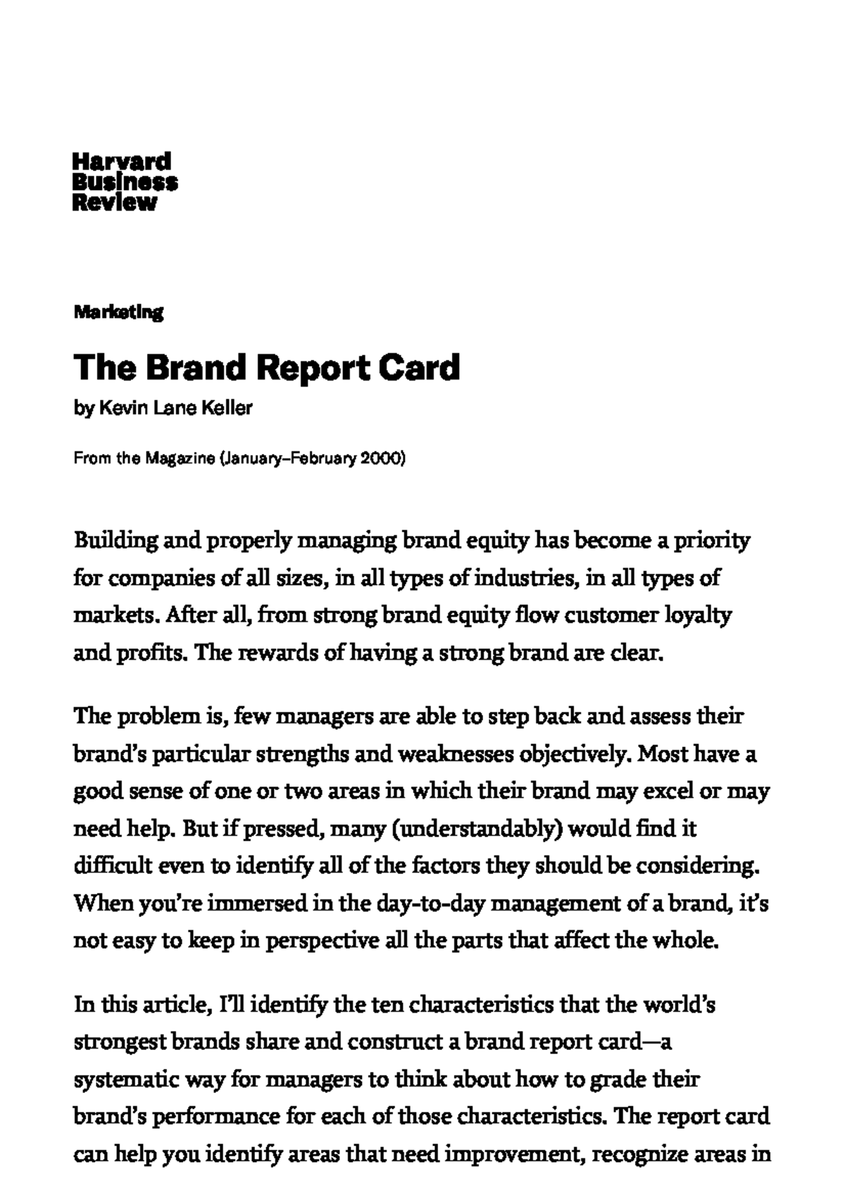 The Brand Report Card web version - Marketing The Brand Report Card by ...