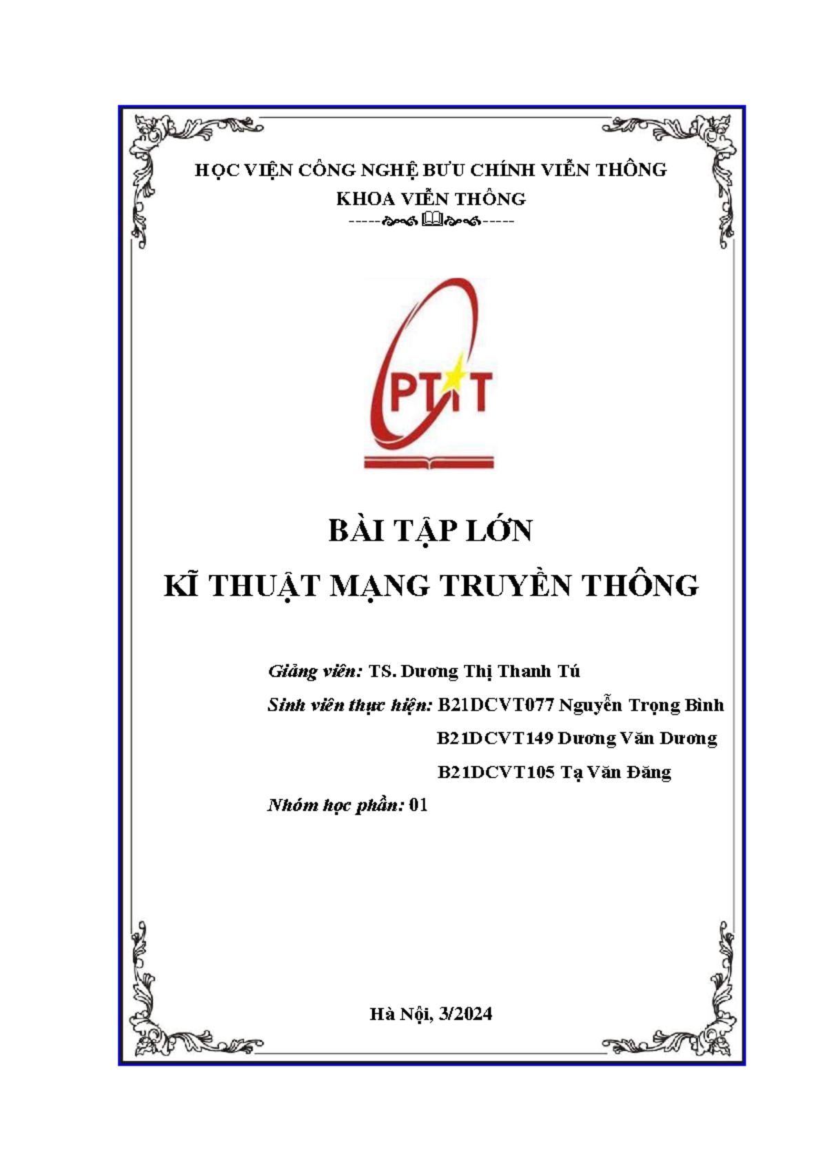 BTL Nguyên lí và phương pháp kiểm soát lỗi ở lớp LKDL-đã nén - HỌC VIỆN CÔNG NGHỆ BƯU CHÍNH VIỄN ...