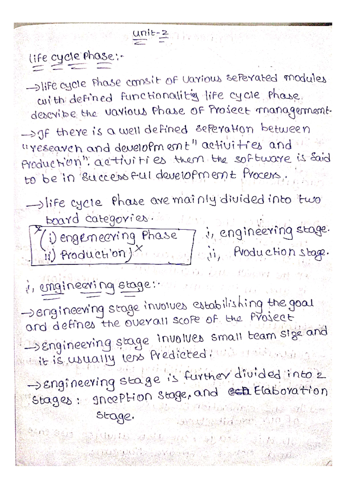 SPM UNIT-2 - Life cycle phases: Engineering and production stages ...