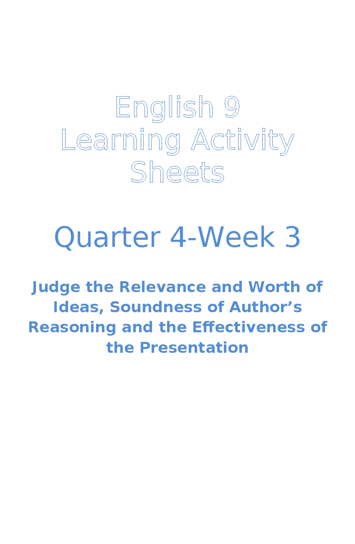 English 9-Qfour- week 3- module - English 9 Learning Activity Sheets ...