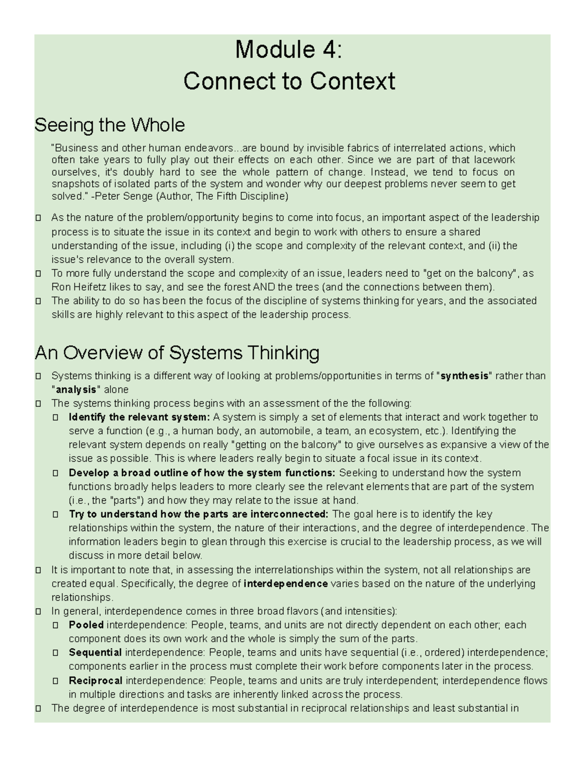 Module 4 Connect to Context - Module 4: Connect to Context Seeing the ...