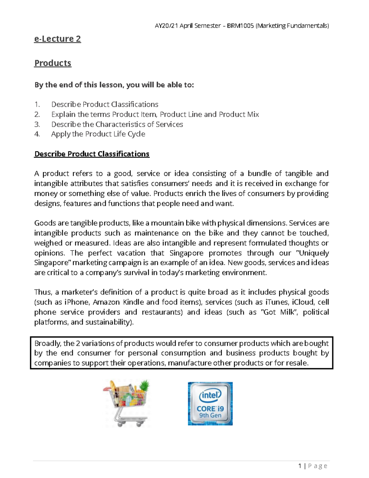 E Lecture 2 Notes E Lecture 2 Products By The End Of This Lesson You Will Be Able To