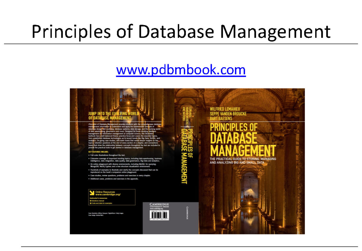 Principles of Database Management Overview - Principles of Database Management pdbmbook Author ...