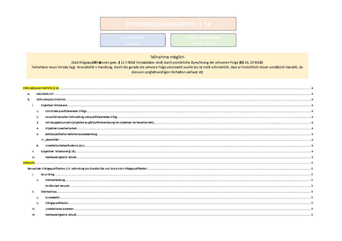 § 18, Erfolgsqualifikation - ERFOLGSQUALIFIKATION, § - Studocu