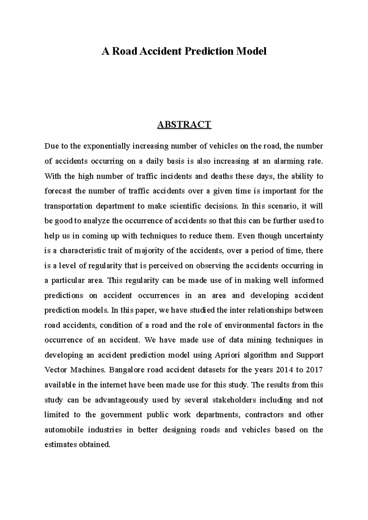 A Road Accident Prediction Model - A Road Accident Prediction Model ...