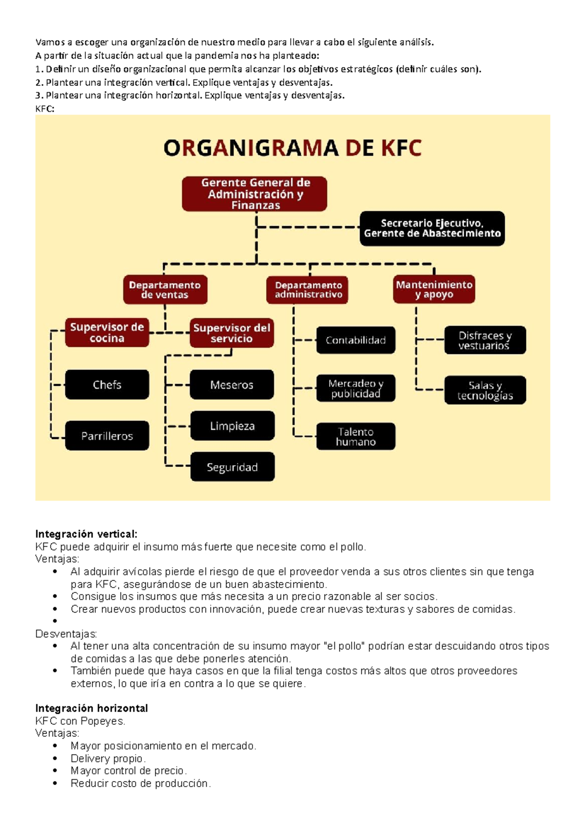 Organigrama del kfc y etc - Vamos a escoger una organización de nuestro ...