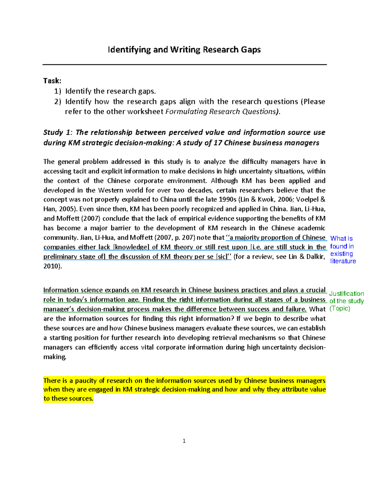 CAES9420 Identifying and Writing Research Gaps (with annotations) - 1 ...