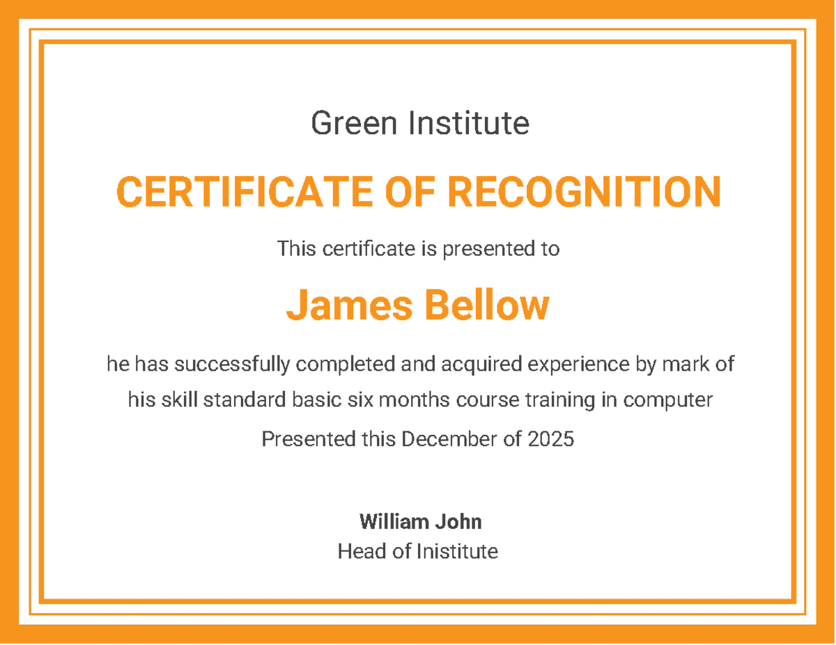 Free computer course certificate template - System analysis and design ...