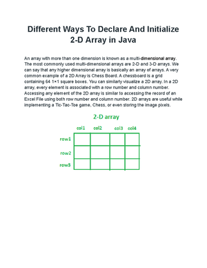 Arrays in Java - Arrays in Java Array in java is a group of like-typed variables referred to by ...