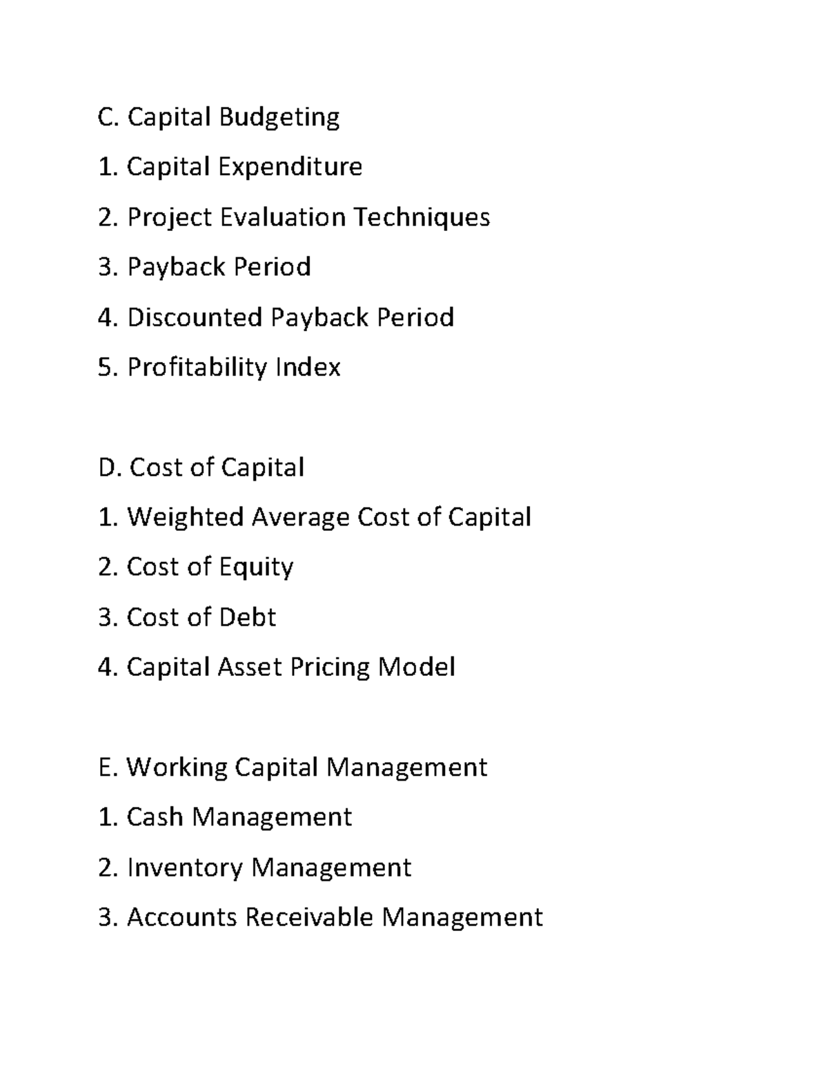 Corporate finance and capital structure 2 - C. Capital Budgeting ...