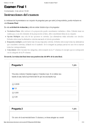 Examen Parcial 2 - [Unidad 3 Y Unidad 4] Estadisticas II - Examen ...
