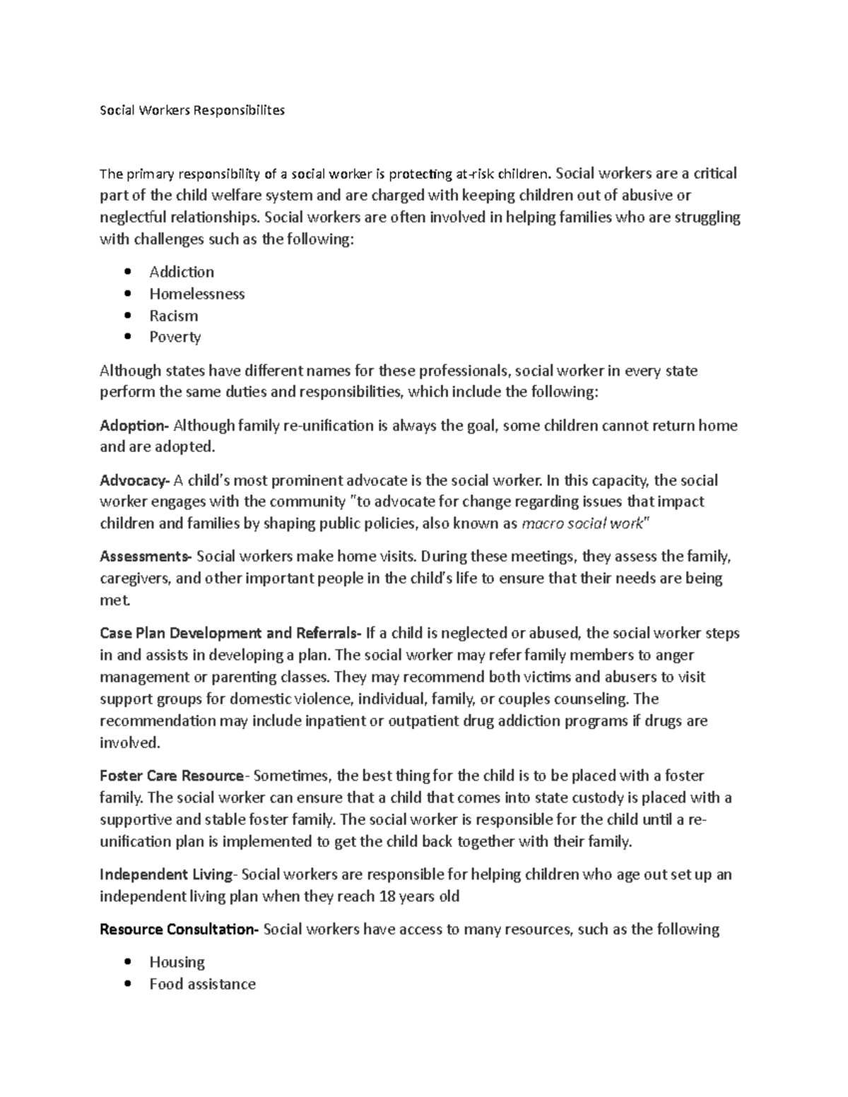 Social Workers Responsibilities - Social workers are a critical part of ...