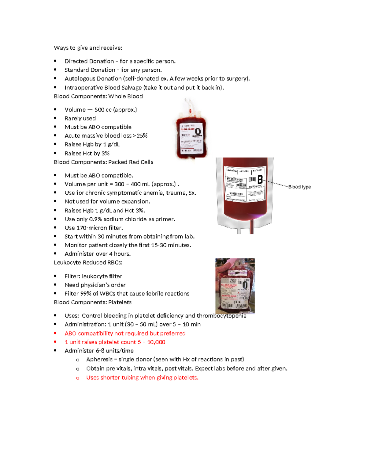 Nursing School-Blood Products-6 - Ways to give and receive: Directed ...