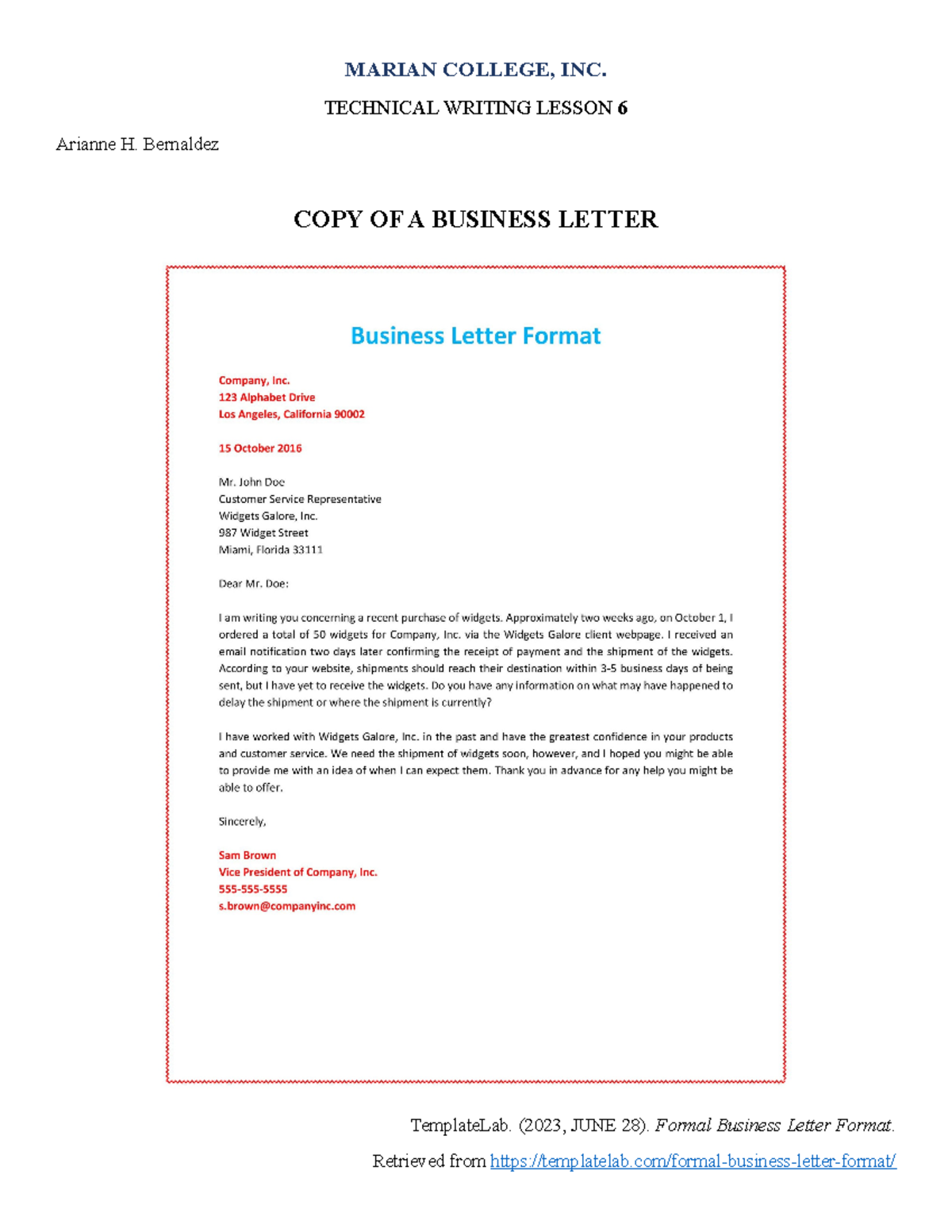 Arianne - WALA - English - MARIAN COLLEGE, INC. TECHNICAL WRITING ...