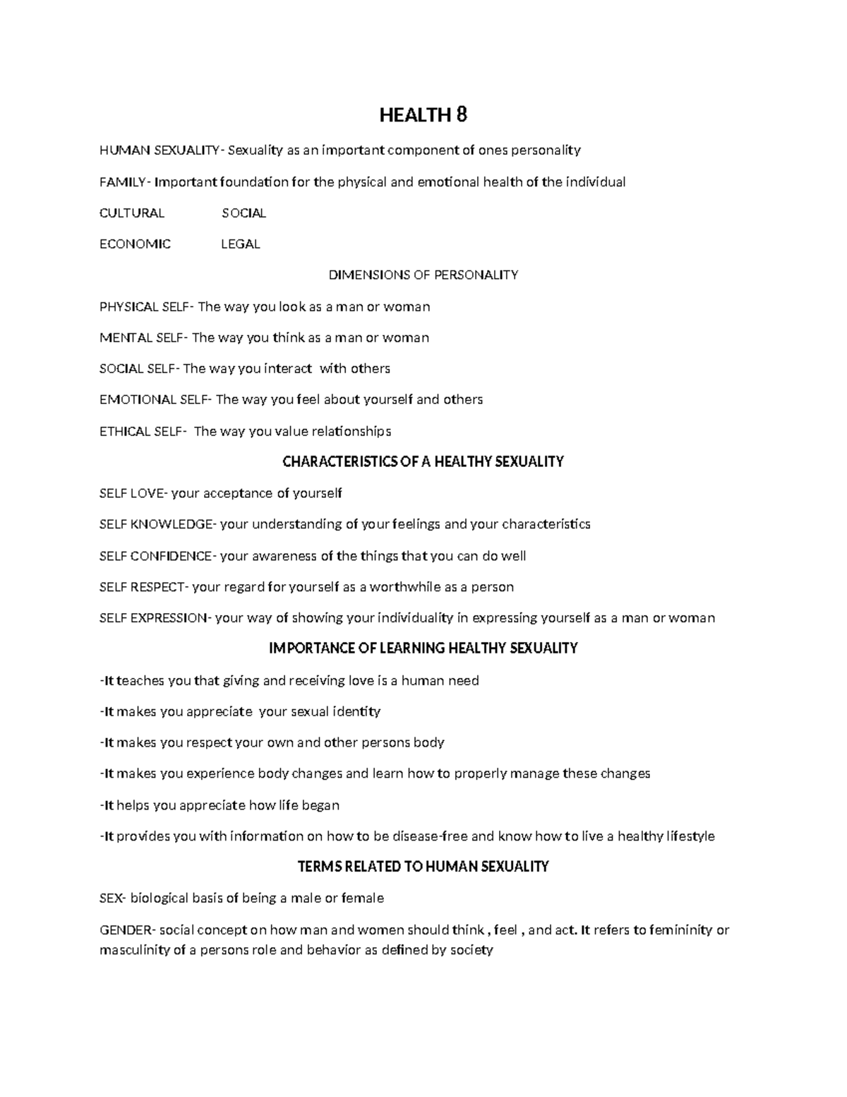 Health 8 - USED FOR BOOK REPORTS - HEALTH 8 HUMAN SEXUALITY- Sexuality ...