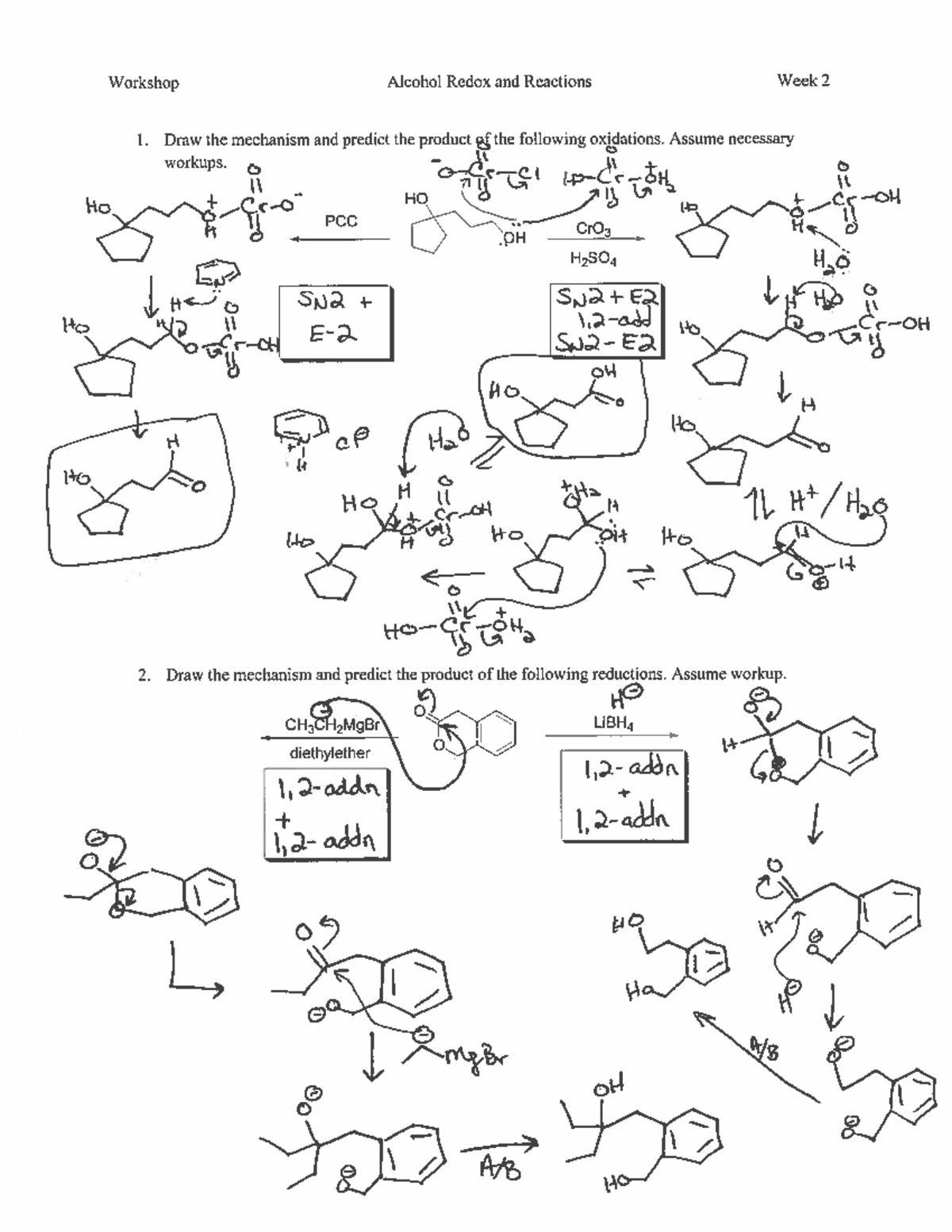 AK Workshop OH reactions P1 - Workshop Alcohol Redox and Reactions Week ...