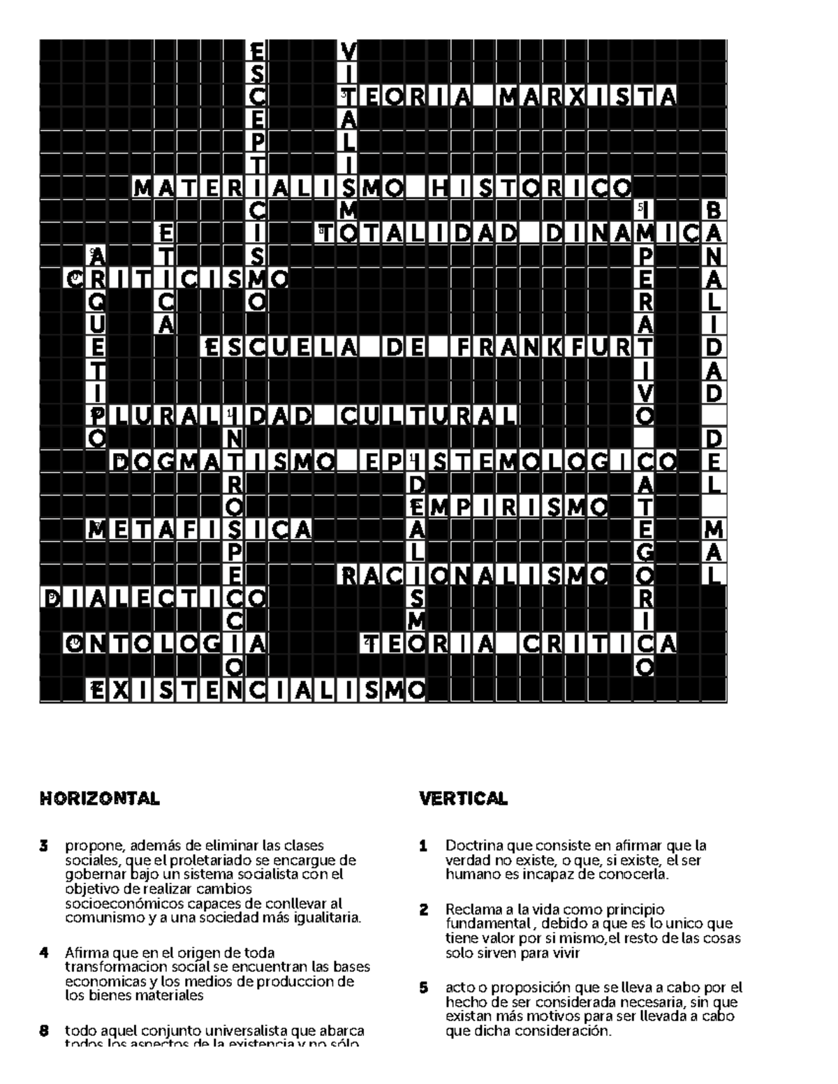 Crucigrama de los tipos de verbos- Puzzel - E V S I C T EOR I A MA R X ...