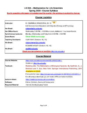 Lab 1 - Intro to Sage and variables - LS 30A - UCLA - Studocu